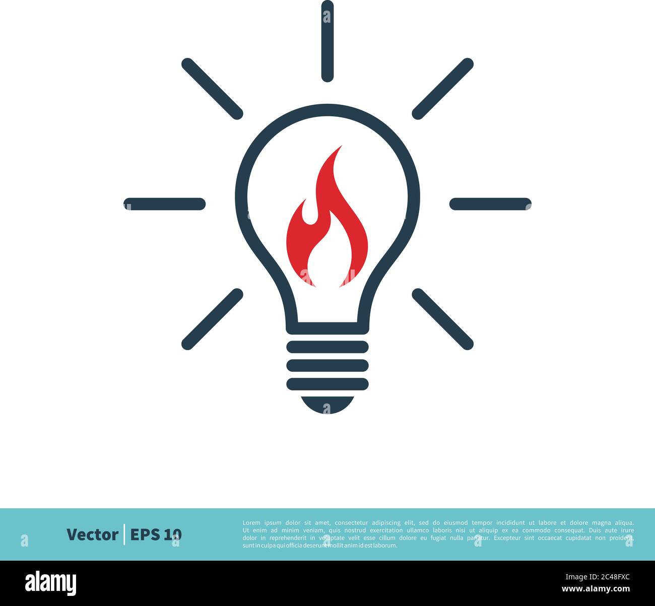 Light Bulb with Fire Flame Icon Vector Logo Template Illustration ...