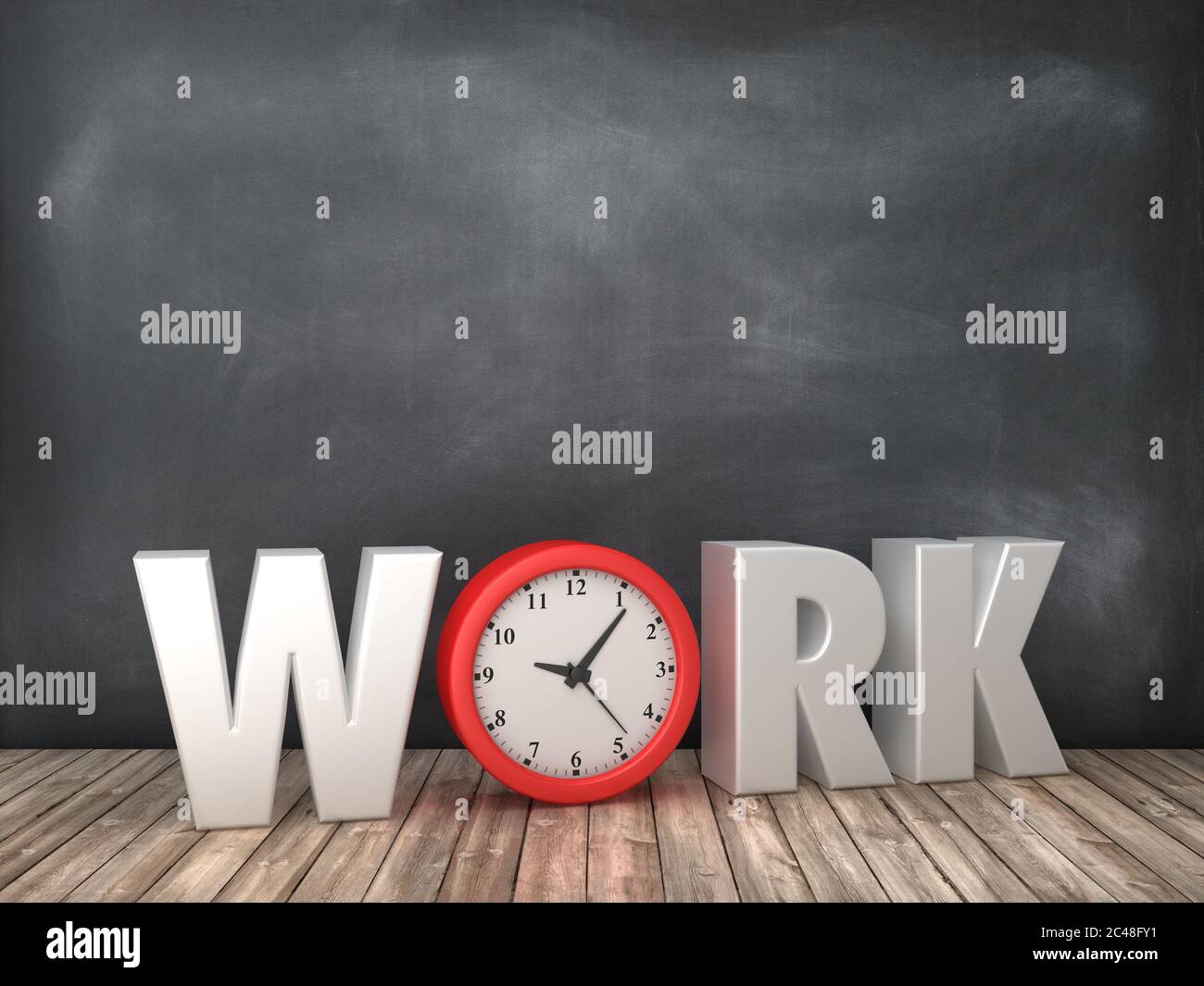 3D rendering illustration of the word work with white letters and a ...