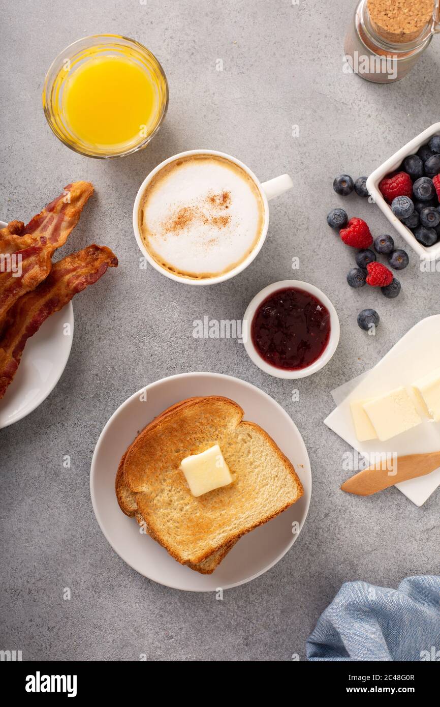Traditional continental breakfast with toast Stock Photo - Alamy