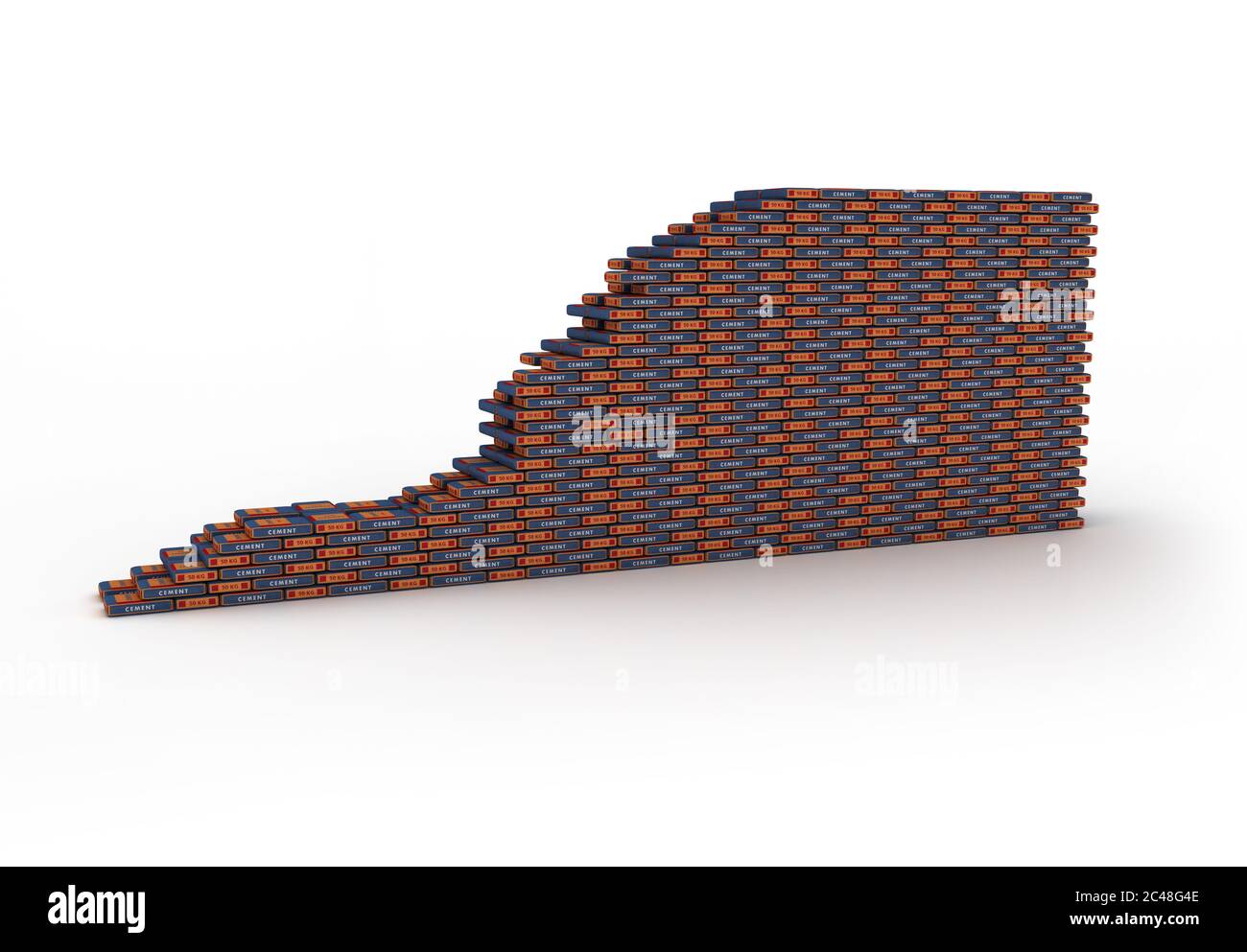 3D rendering illustration of a stack of cement packs isolated on a ...