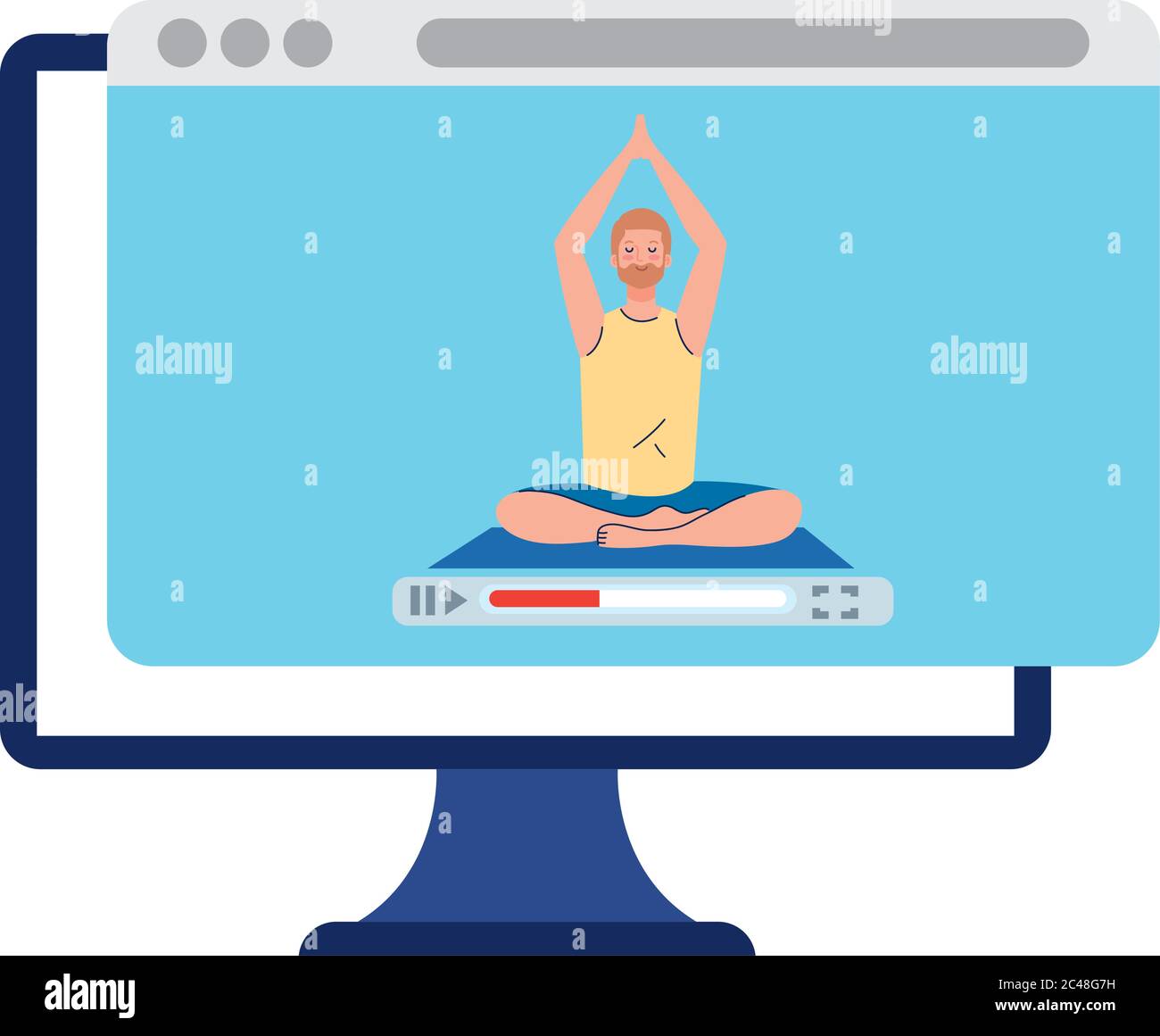 Person On Computer Meditating Stock Vector Images - Alamy