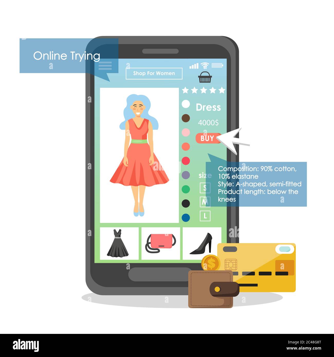 Online store application, vector flat style design illustration Stock ...