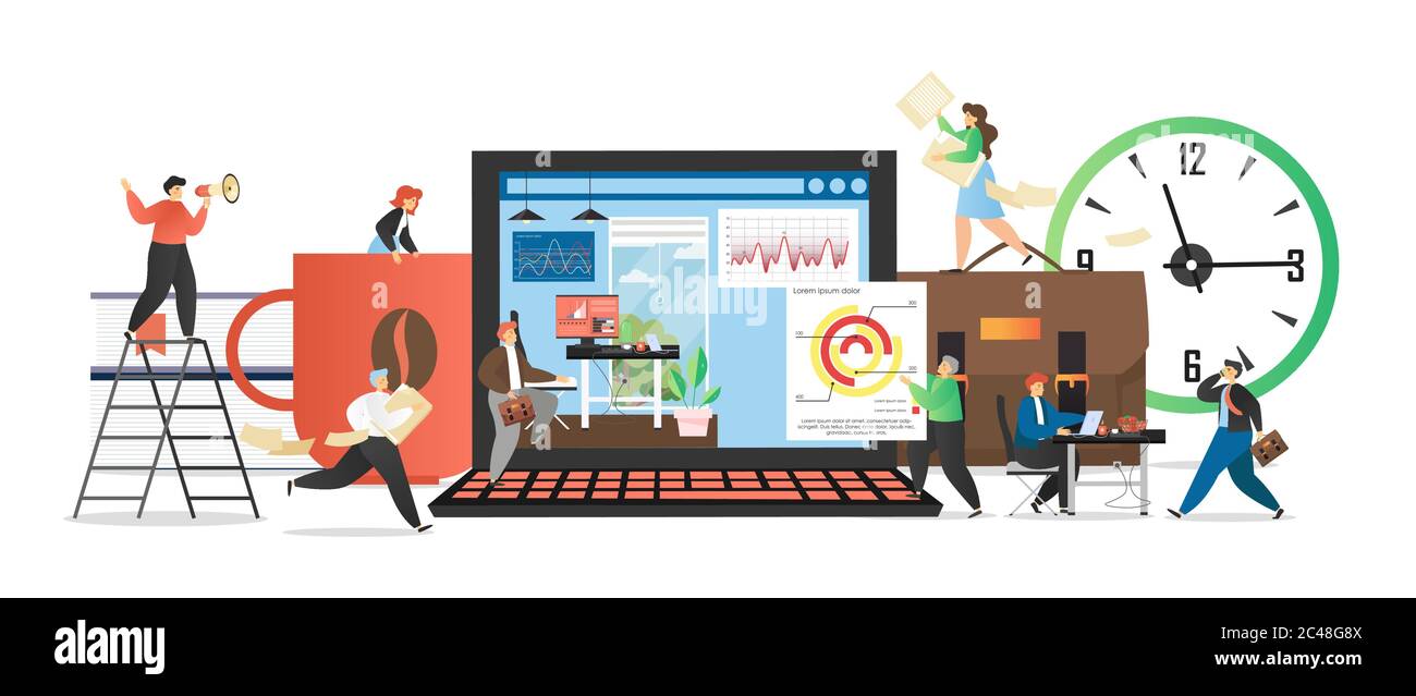 Office people daily routine, vector flat illustration Stock Vector ...