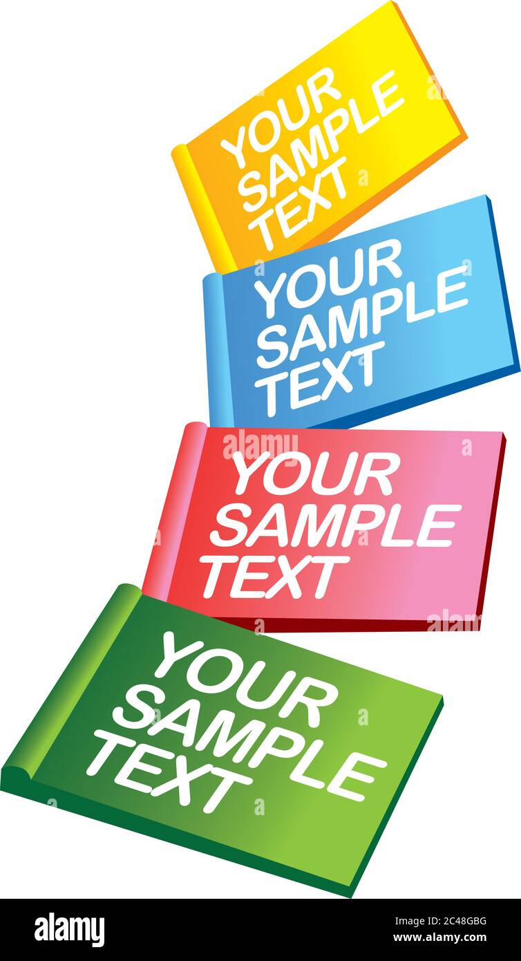 Vector illustration of label tags in yellow, blue, red and green with ...