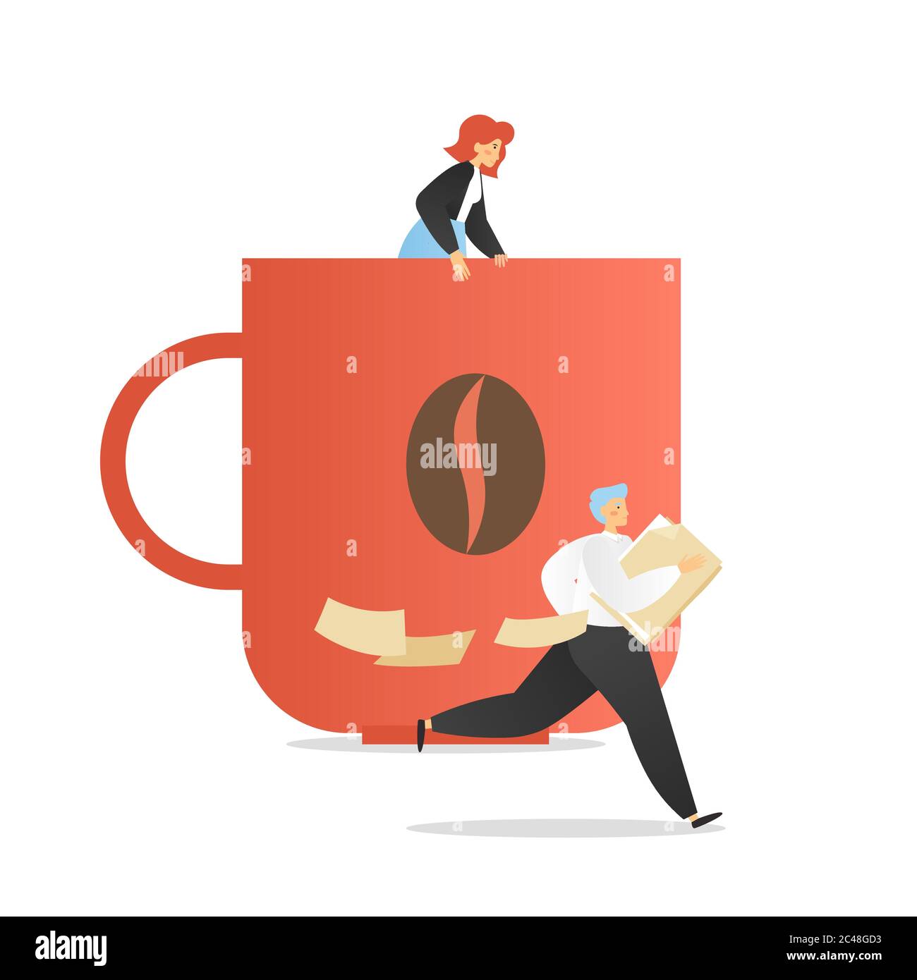 Office people daily routine, vector flat illustration Stock Vector ...