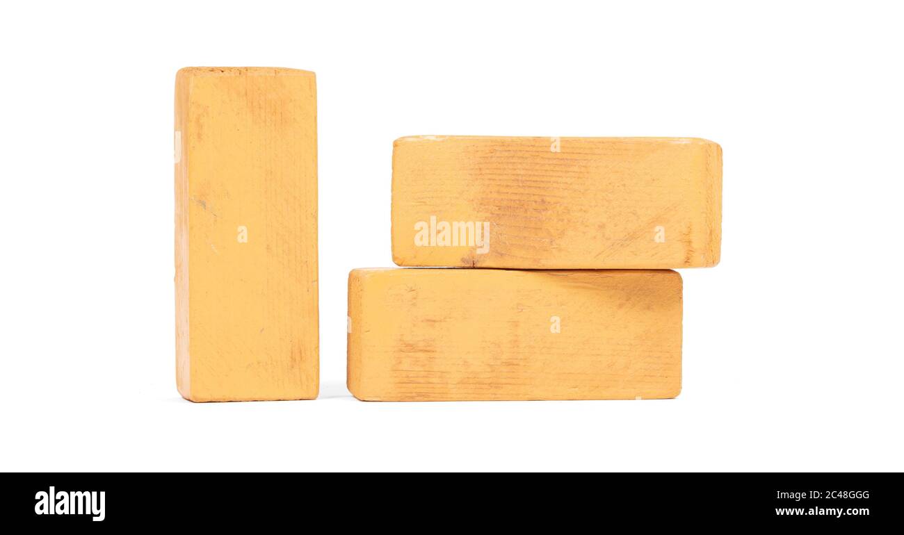 Vintage orange building blocks isolated on white background Stock Photo ...