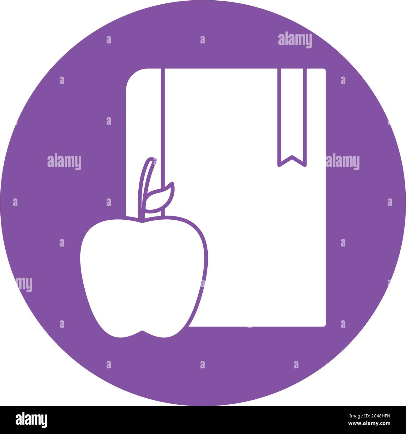 book and apple block style icon design, Education literature and read ...