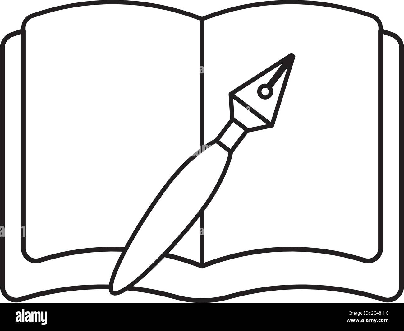 book and pen line style icon design, Education literature and read ...