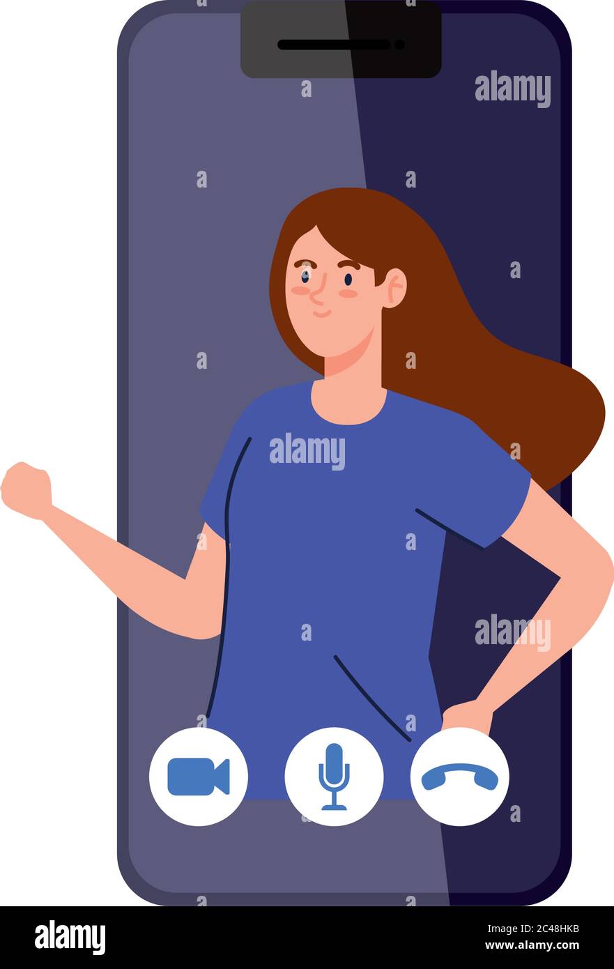 Woman calling meeting Cut Out Stock Images & Pictures - Alamy