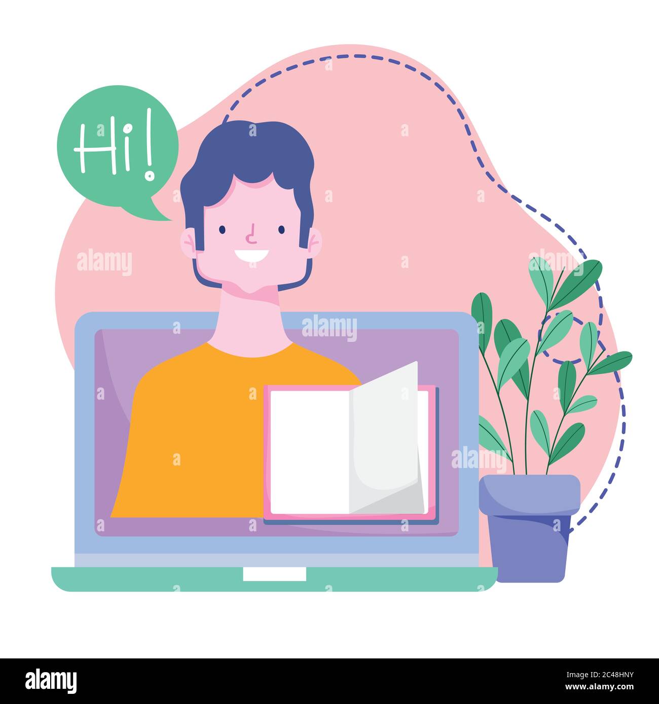 online training, teacher in screen laptop book class, courses knowledge ...