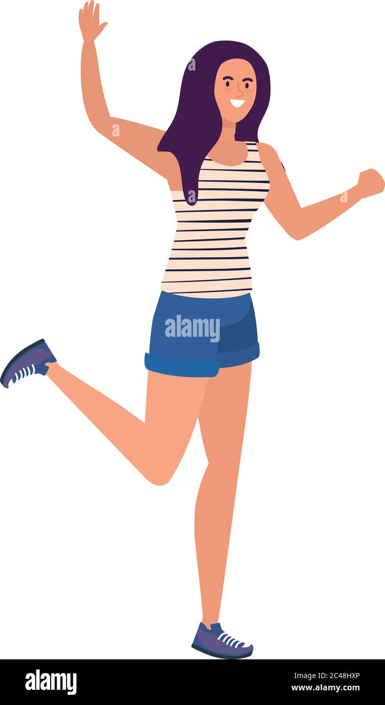 Happy young lady celebrating Stock Vector Images - Alamy