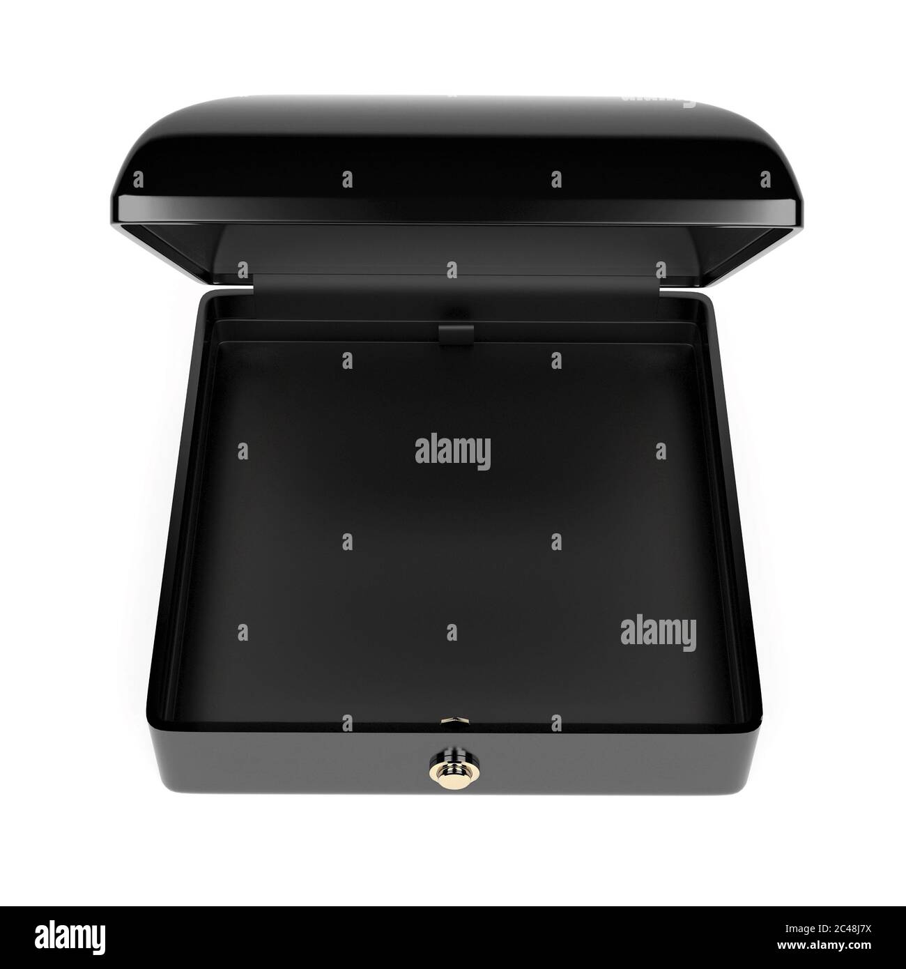 Black jewelry box. Open empty case for jewel or watch. 3d rendering ...