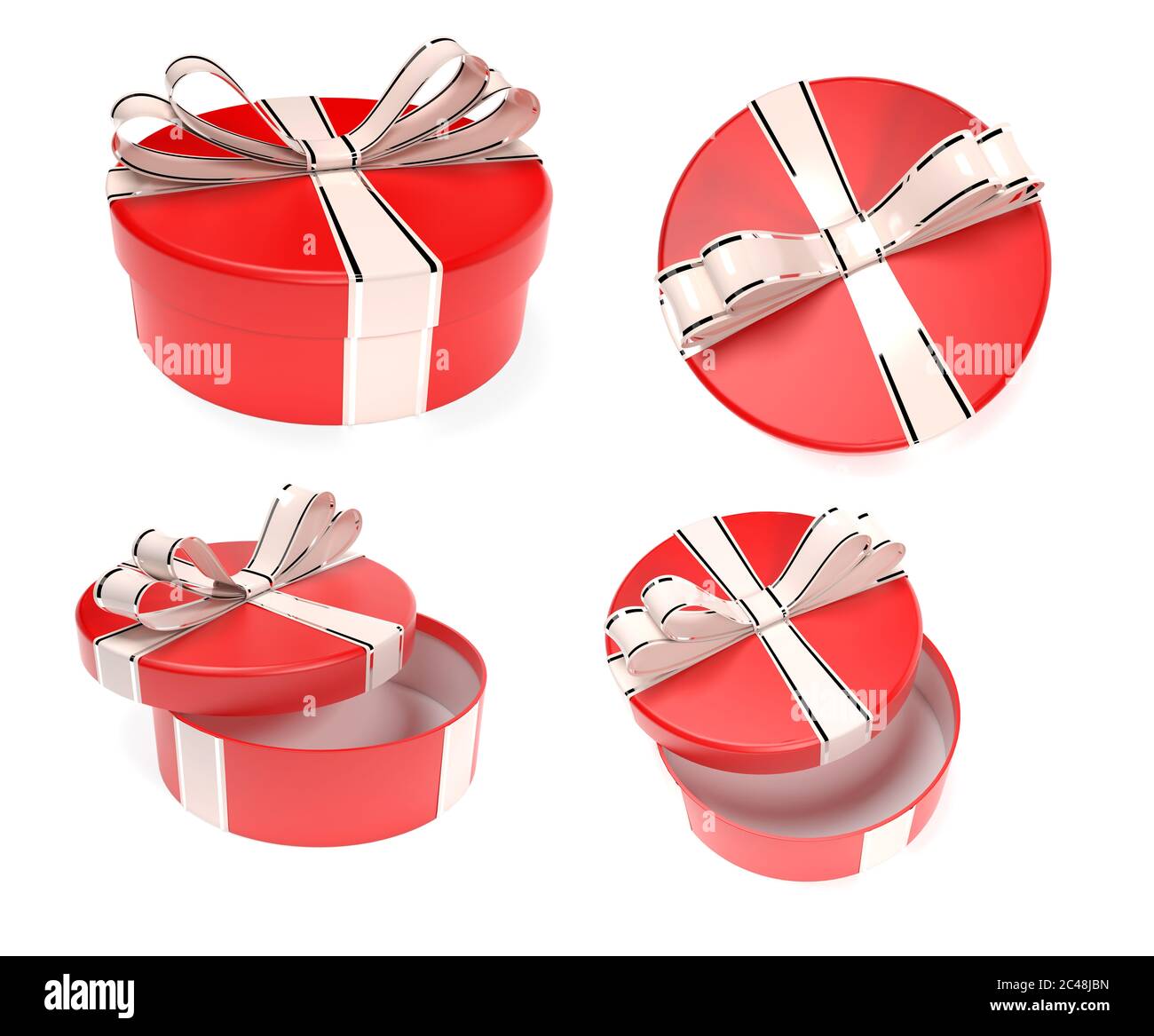 Round gift boxes red hi-res stock photography and images - Alamy
