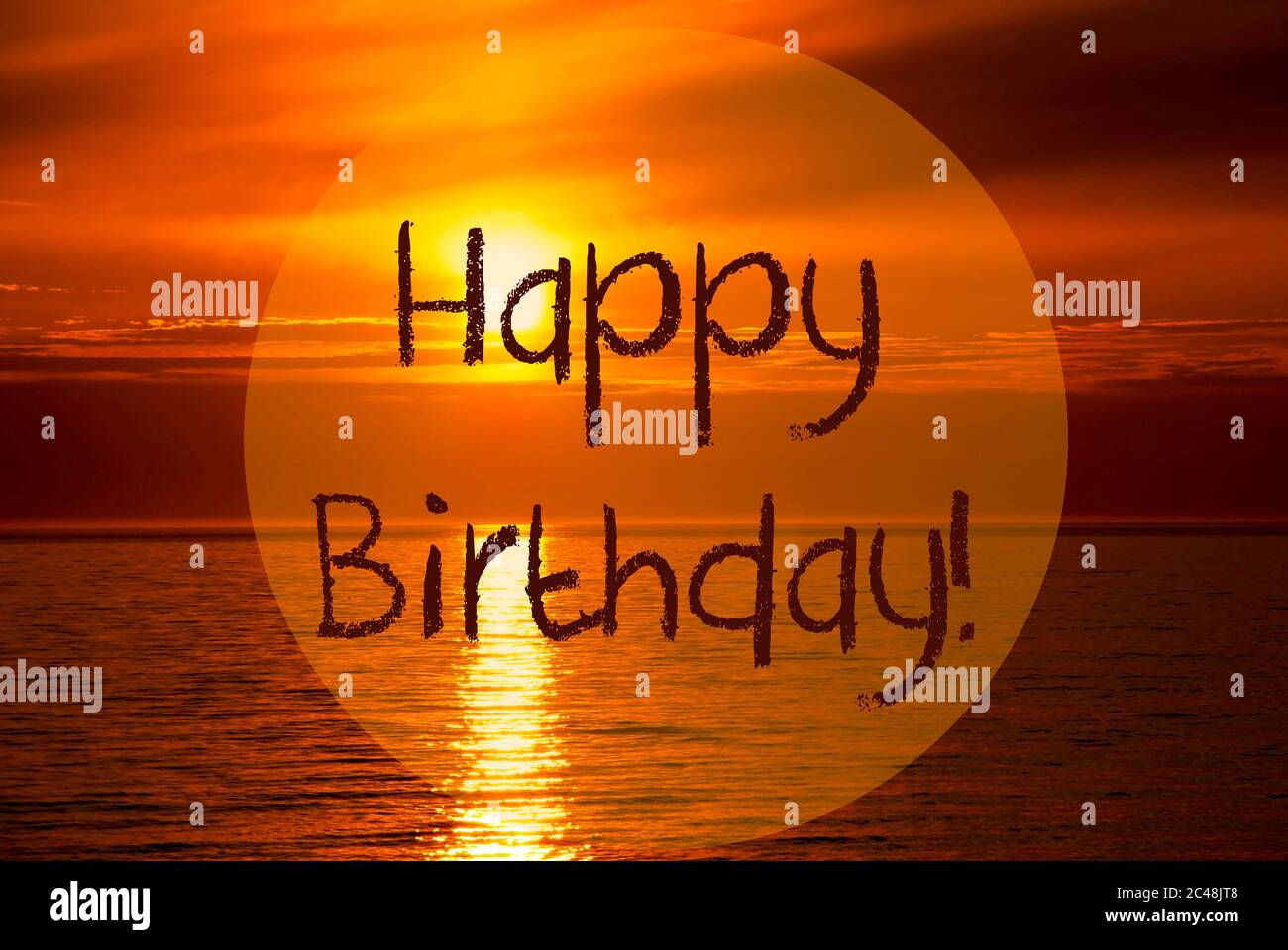Romantic Ocean Sunset, Sunrise, Text Happy Birthday Stock Photo - Alamy