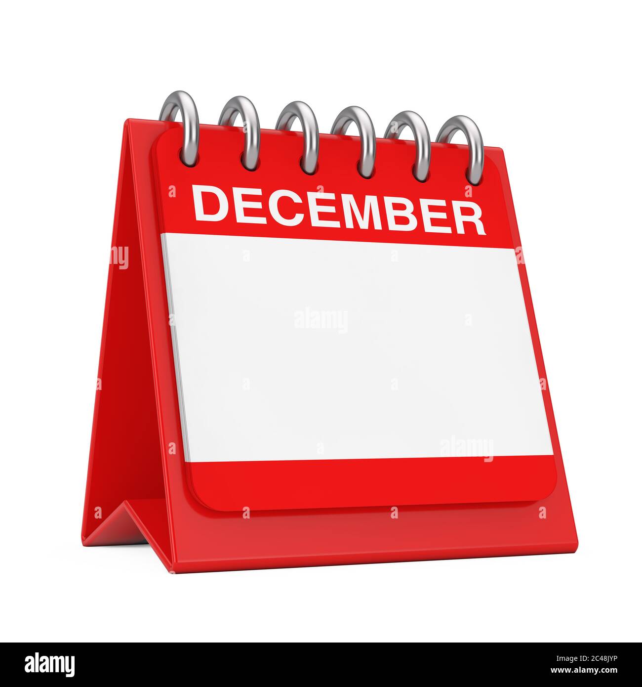 Red Desktop Calendar Icon Showing a December Month Page on a white ...