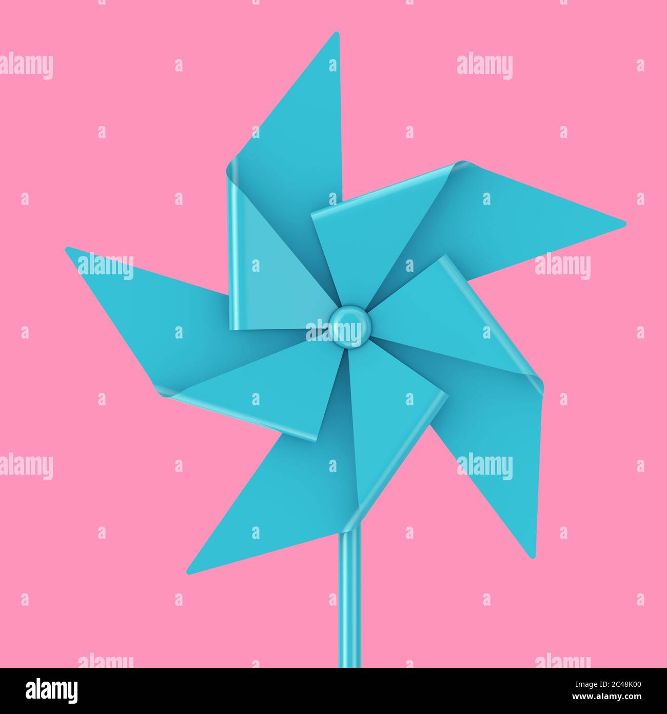 Blue Toy Pinwheel Windmill on a pink background 3d Rendering Stock ...