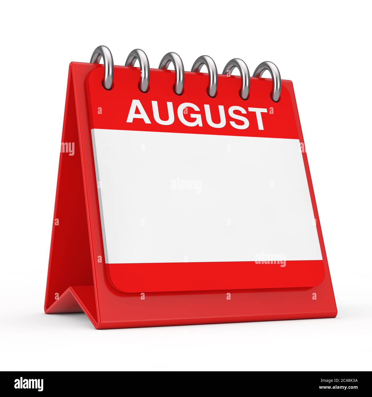 Red Desktop Calendar Icon Showing a August Month Page on a white ...