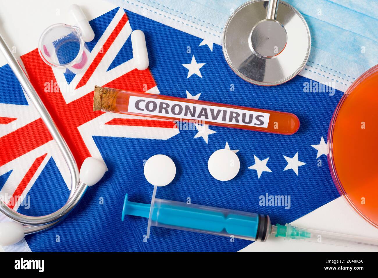 Coronavirus, nCoV concept. Top view protective breathing mask ...