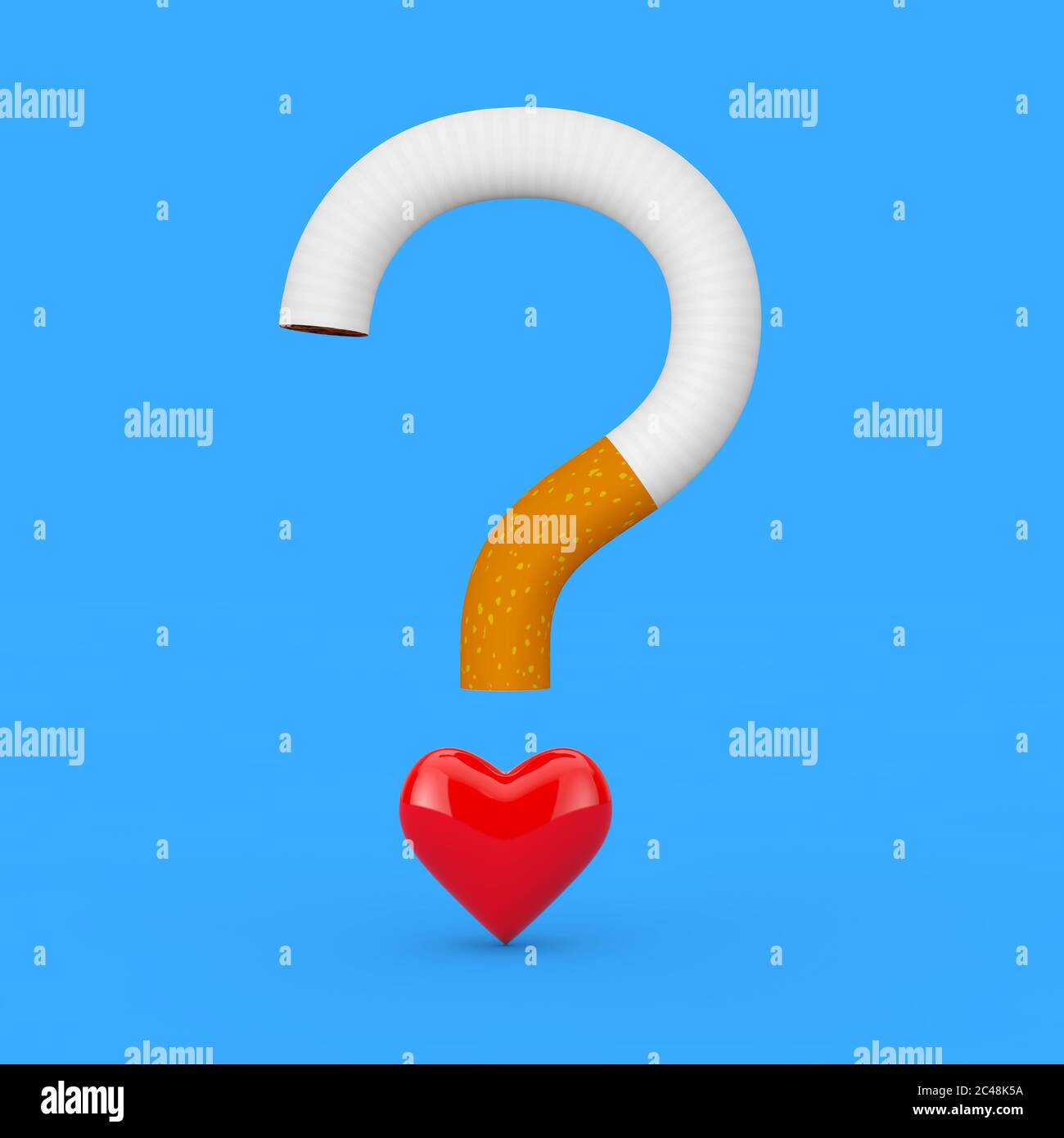 Stop Smoking Concept. Cigarette Bent in Form of Question Mark with Red ...