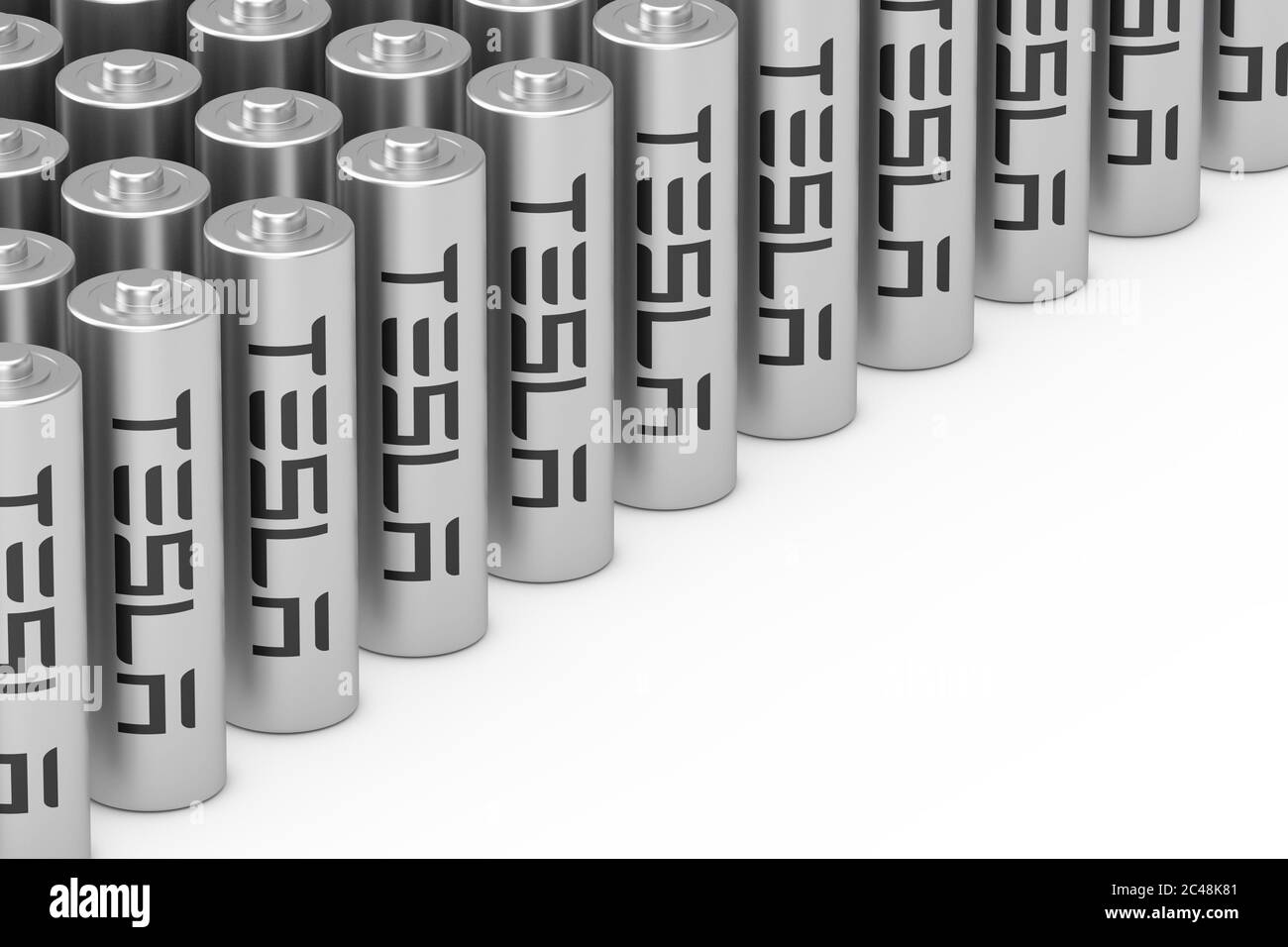 KIEV, UKRAINE - May, 17: Rows of Cylindrical Lithium-Ion Battery with ...