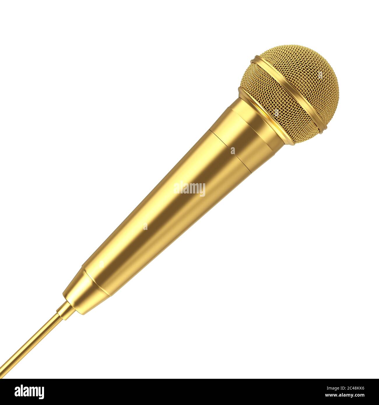 Golden Metal Modern Microphone on a white background 3d Rendering Stock ...