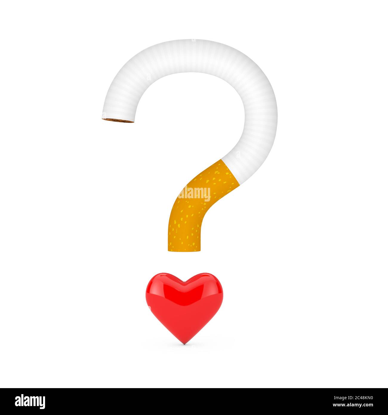 Stop Smoking Concept. Cigarette Bent in Form of Question Mark with Red ...