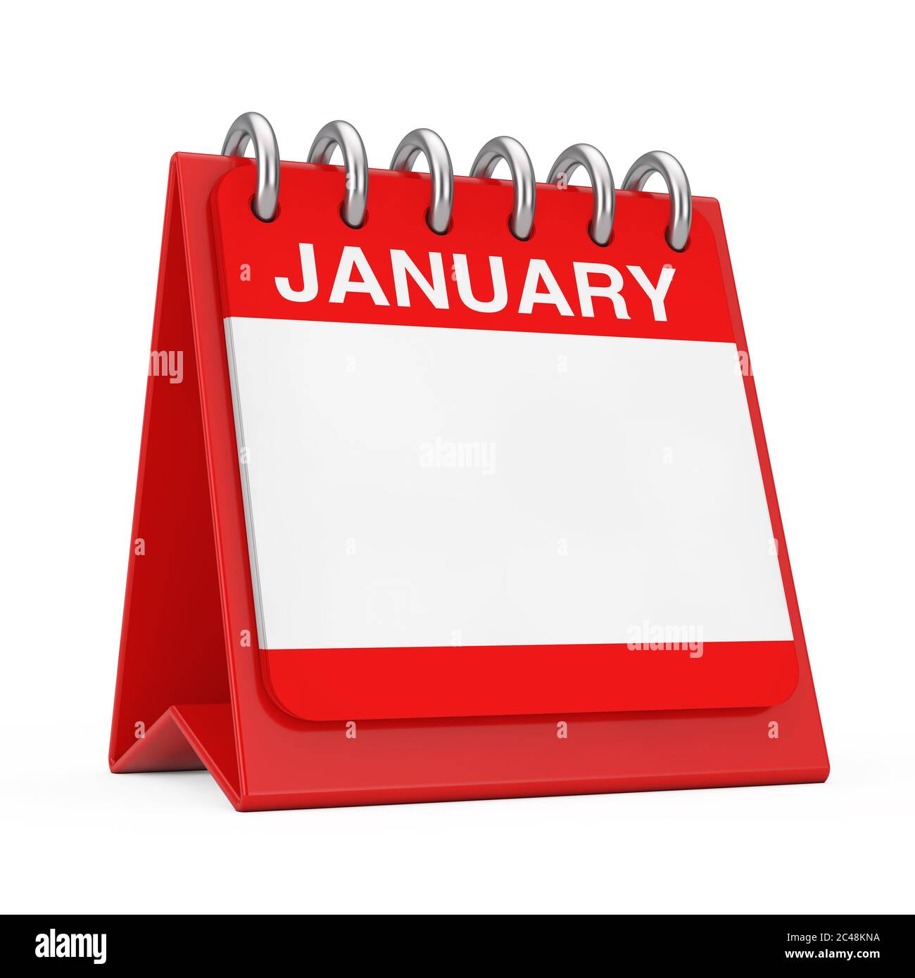 Red Desktop Calendar Icon Showing a January Month Page on a white ...