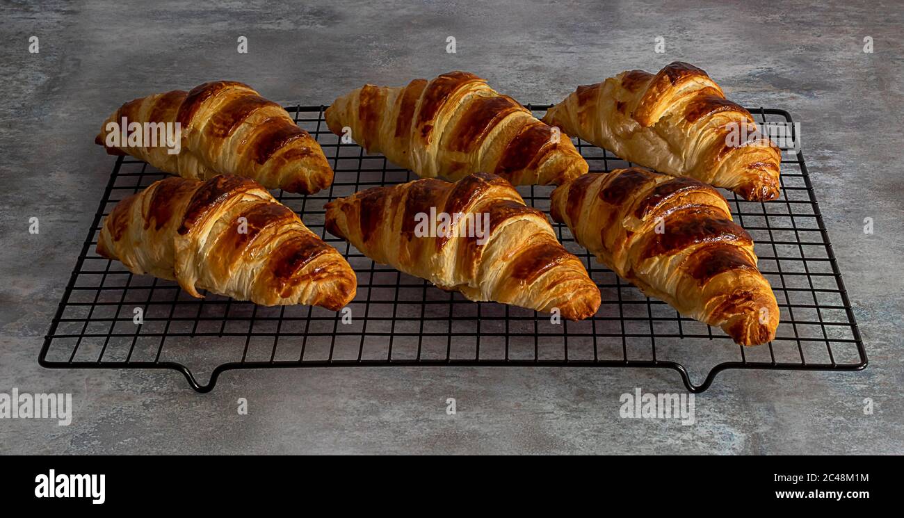 Homemade croissant on cooling rack Stock Photo - Alamy