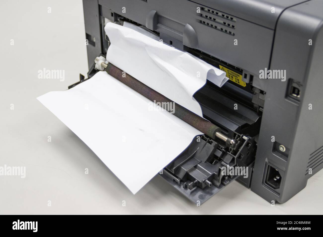 Paper A4 Stuck In Printer At Office, concept repair printer Stock Photo ...