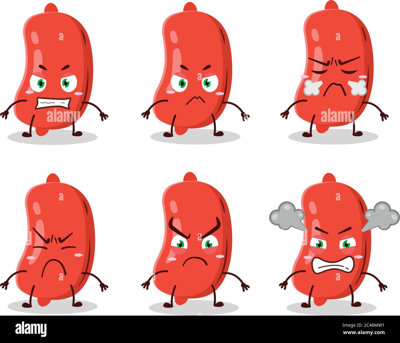 Sausage cartoon character with various angry expressions Stock Vector ...