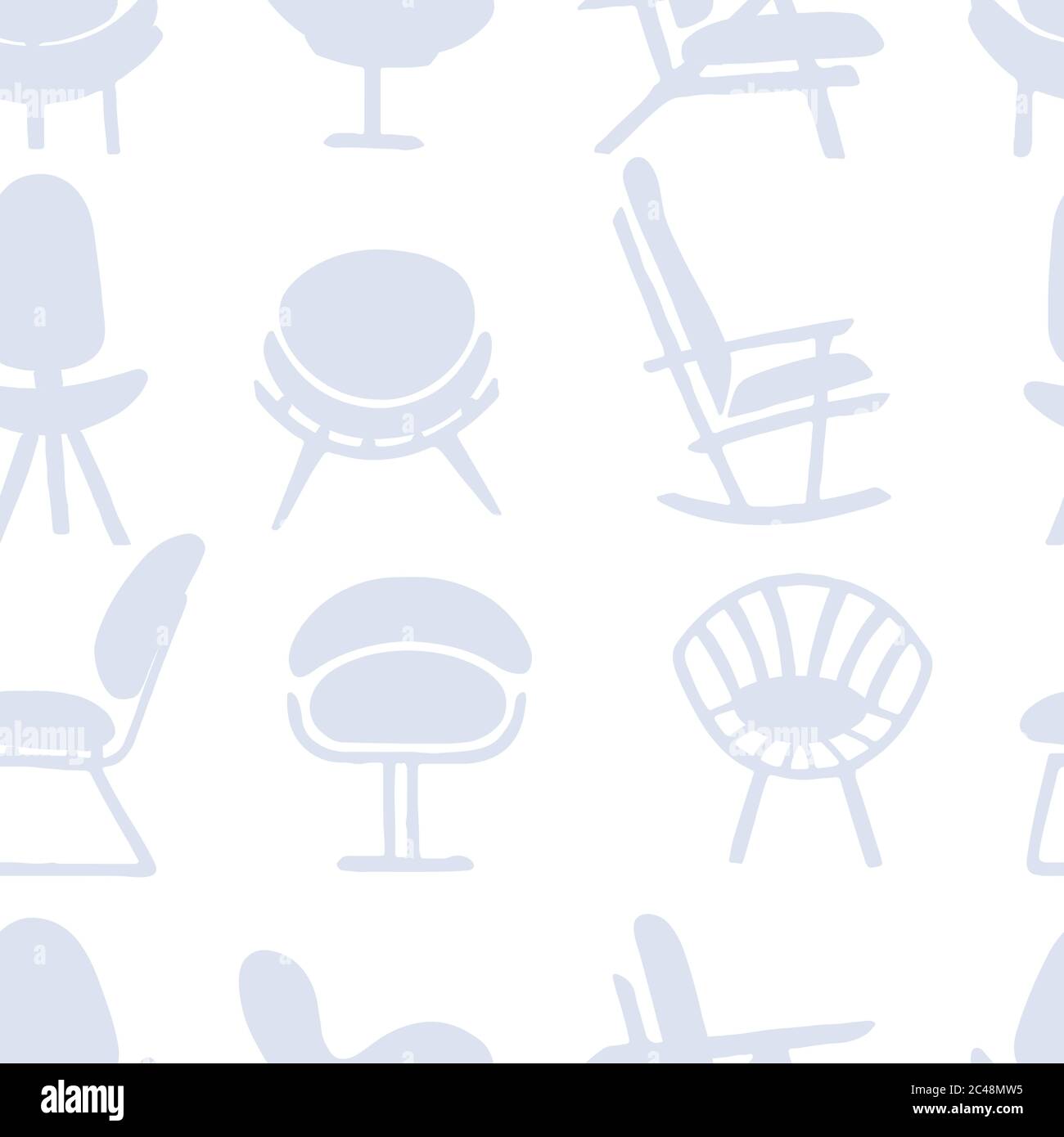 Seamless pattern silhouette of different wooden chairs for office home ...