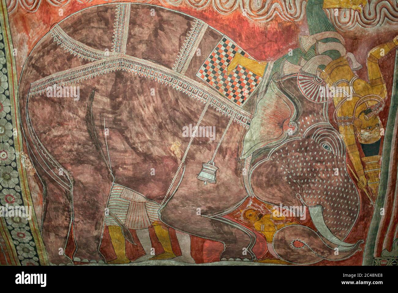Ancient Elephant Mural, Dambulla Cave Temple, UNESCO, World Heritage ...