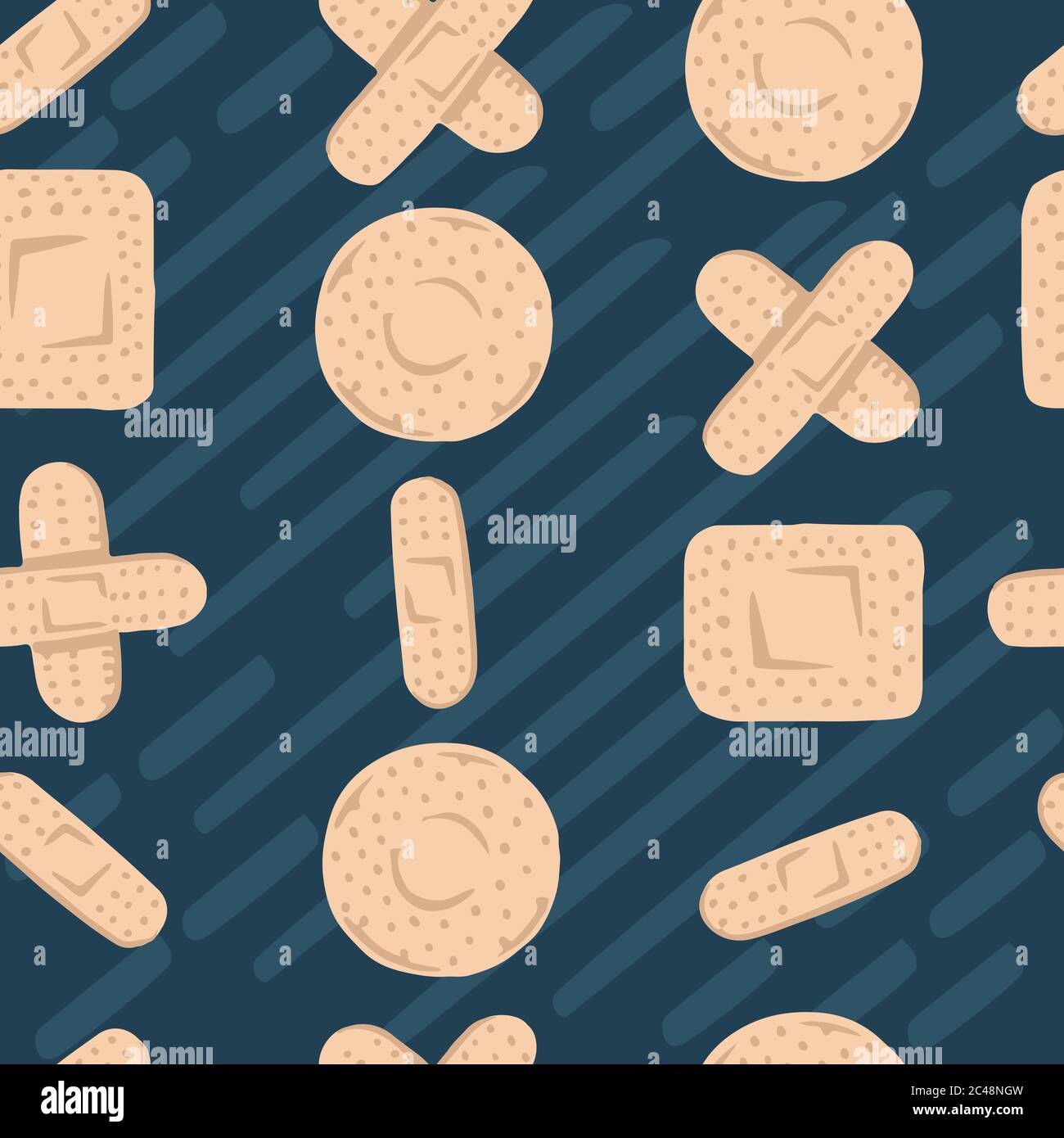Seamless pattern with medical plasters patch with different shapes flat ...