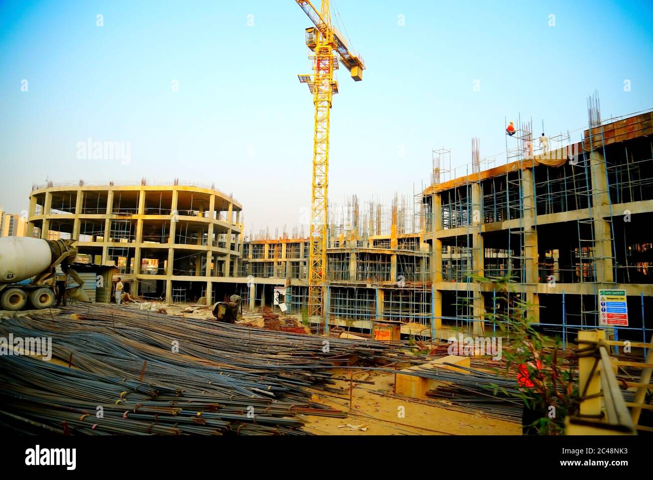 Surat, India - march 2018 : Top View of new construction of building in ...