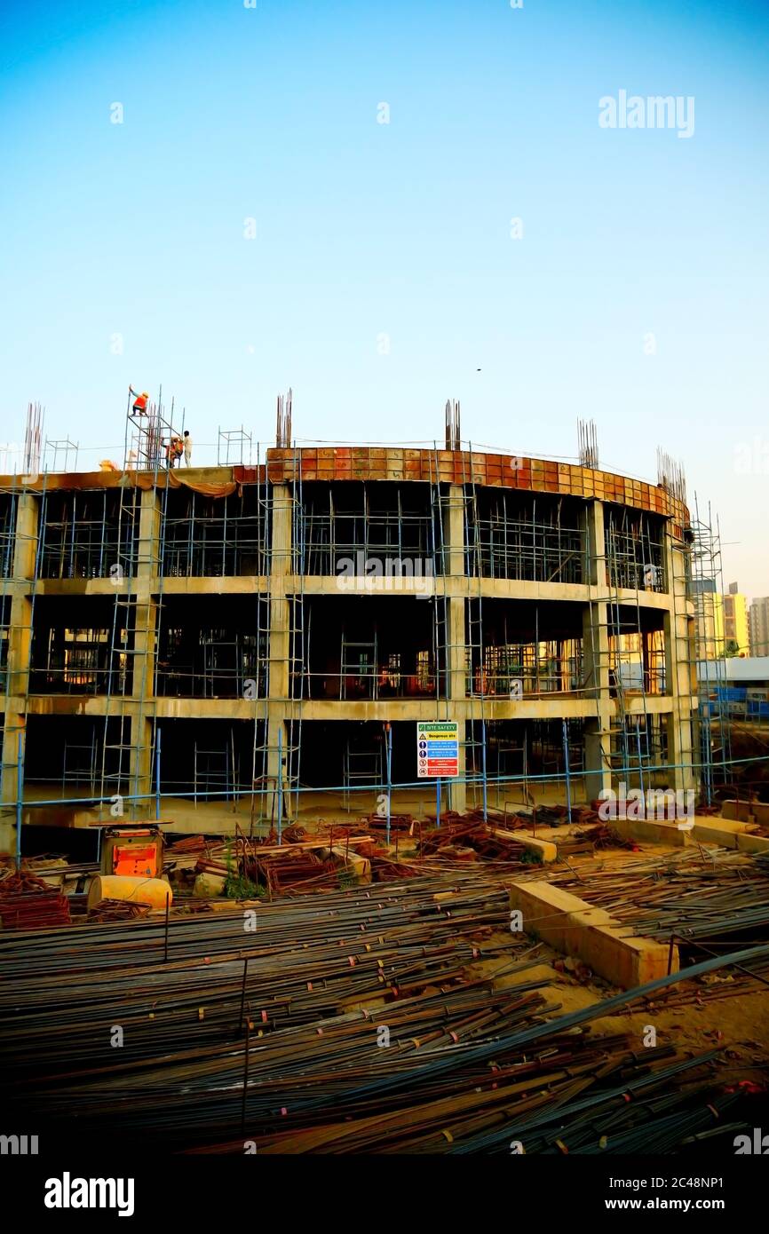 Surat, India - march 2018 : Top View of new construction of building in ...