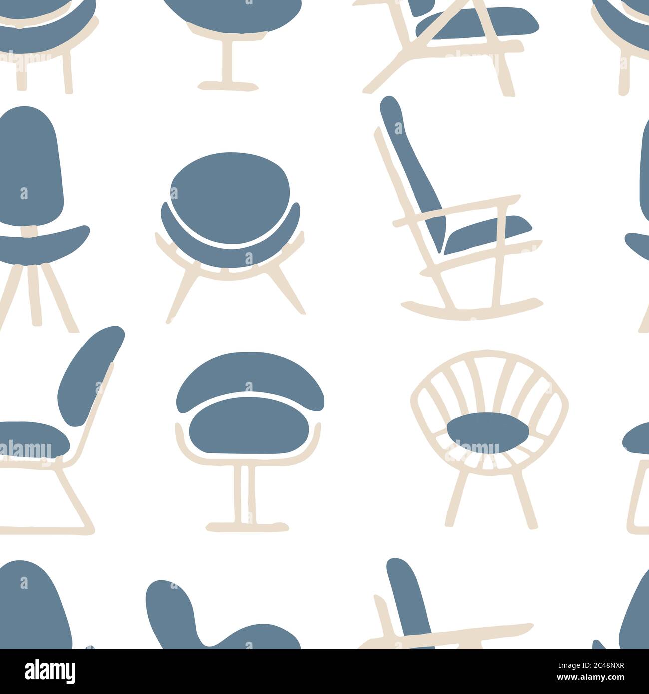 Seamless pattern of different wooden chairs for office home or yard ...