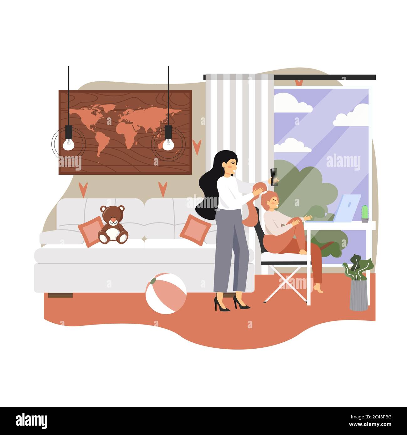 Parent child relationship, vector flat style design illustration Stock ...