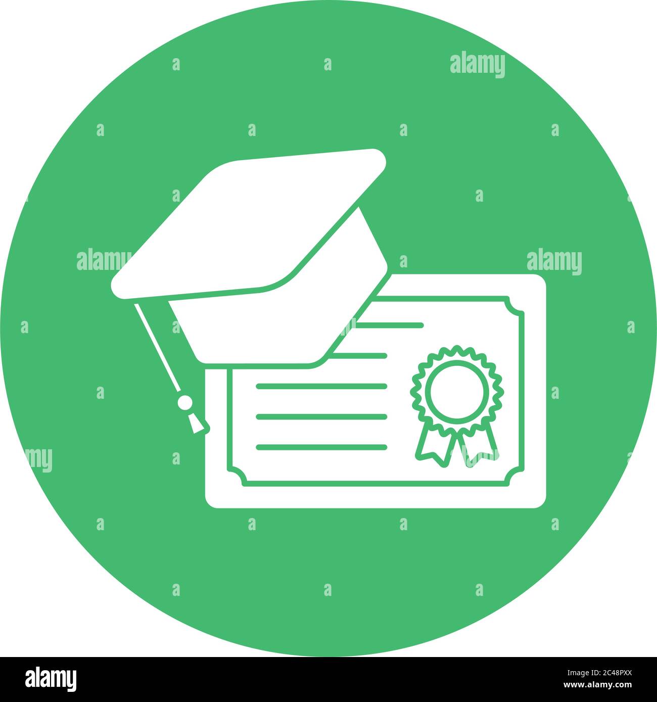 Graduation cap on diploma block style icon design, University education ...