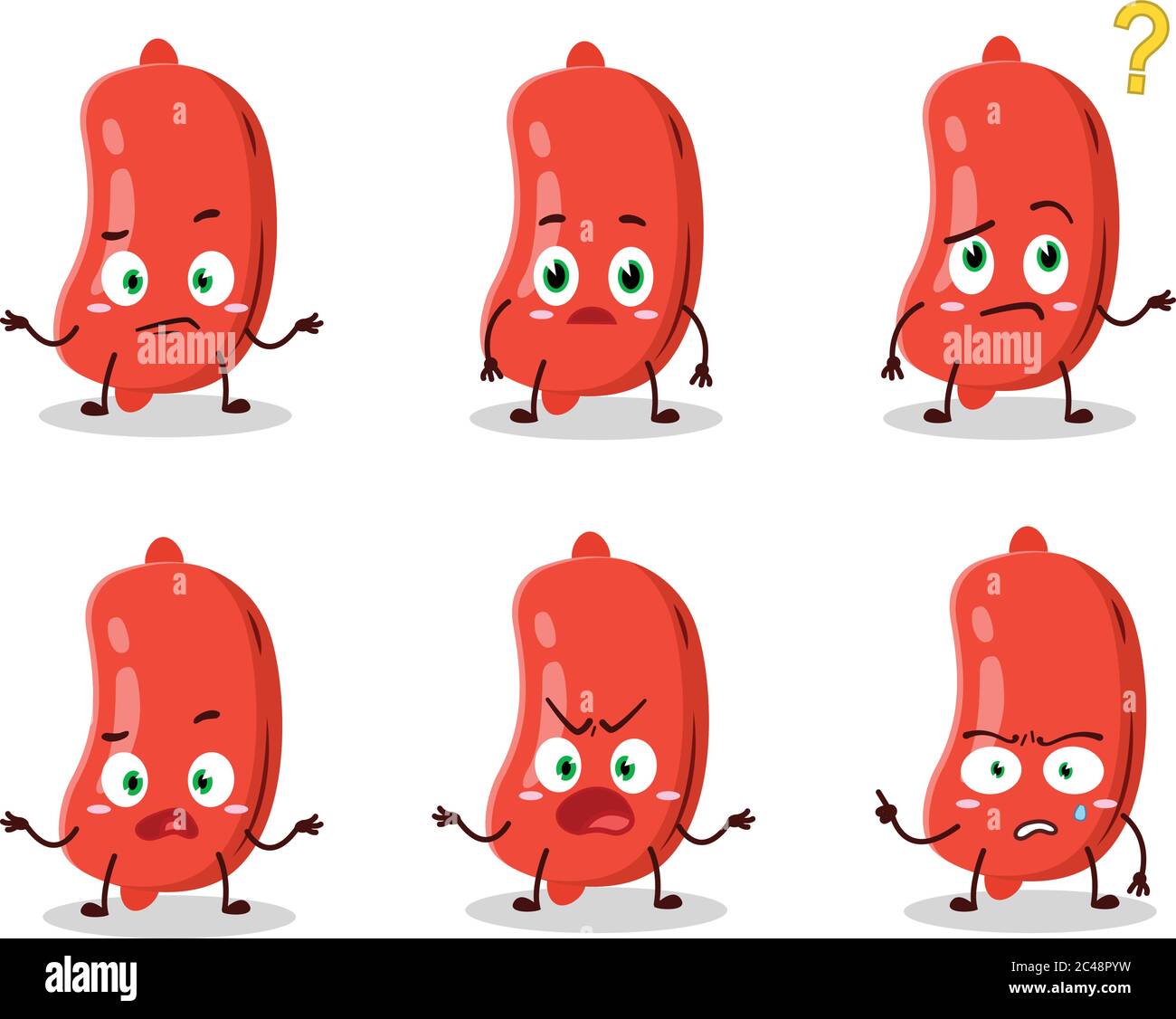 Cartoon character of sausage with what expression Stock Vector Image ...