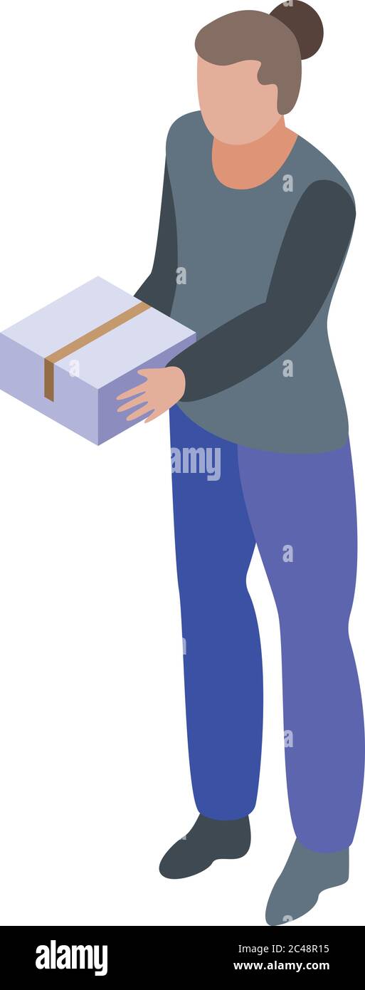 Delivery happy parcel woman man package parcel deliver Cut Out Stock ...