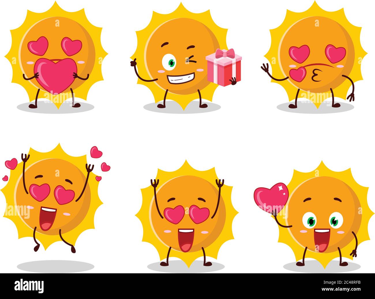 Sun cartoon character with love cute emoticon Stock Vector Image & Art ...