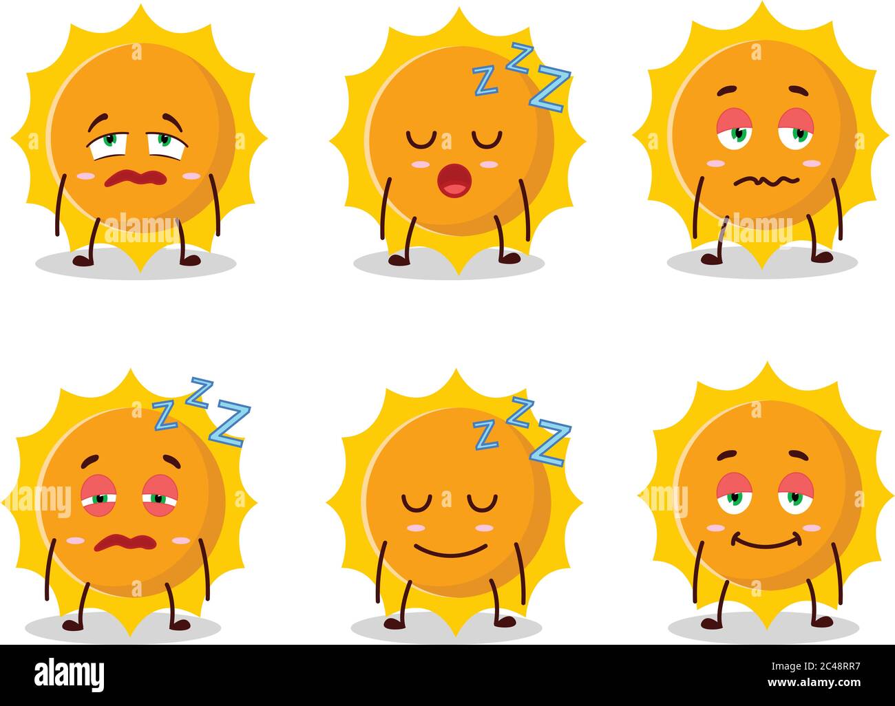 Cartoon character of sun with sleepy expression Stock Vector Image ...