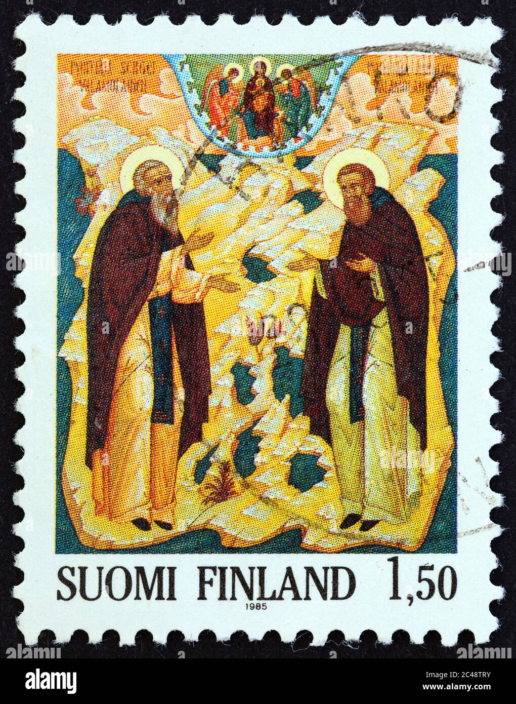FINLAND - CIRCA 1985: A stamp printed in Finland shows Saints Sergei ...