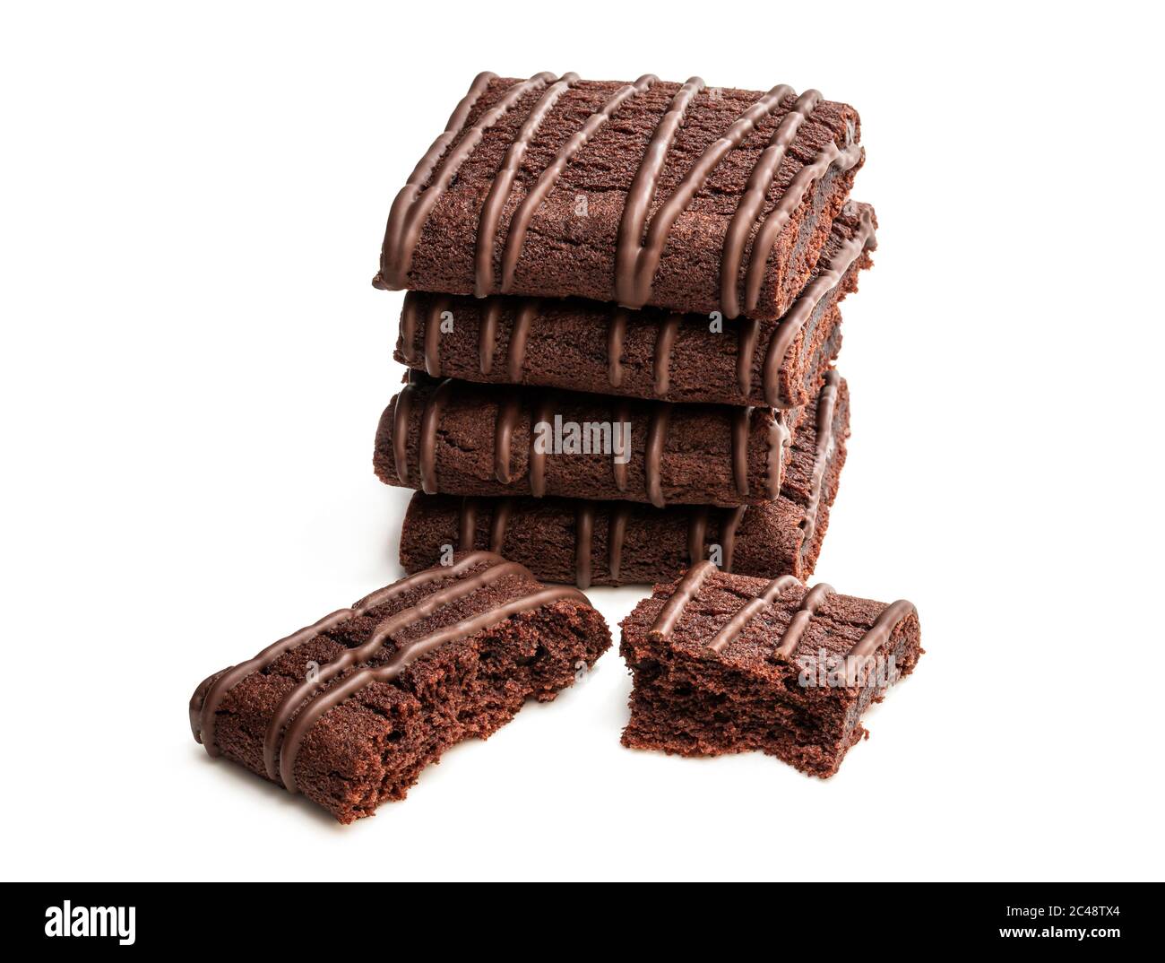 Stack of chocolate fudge brownies isolated on white Stock Photo - Alamy