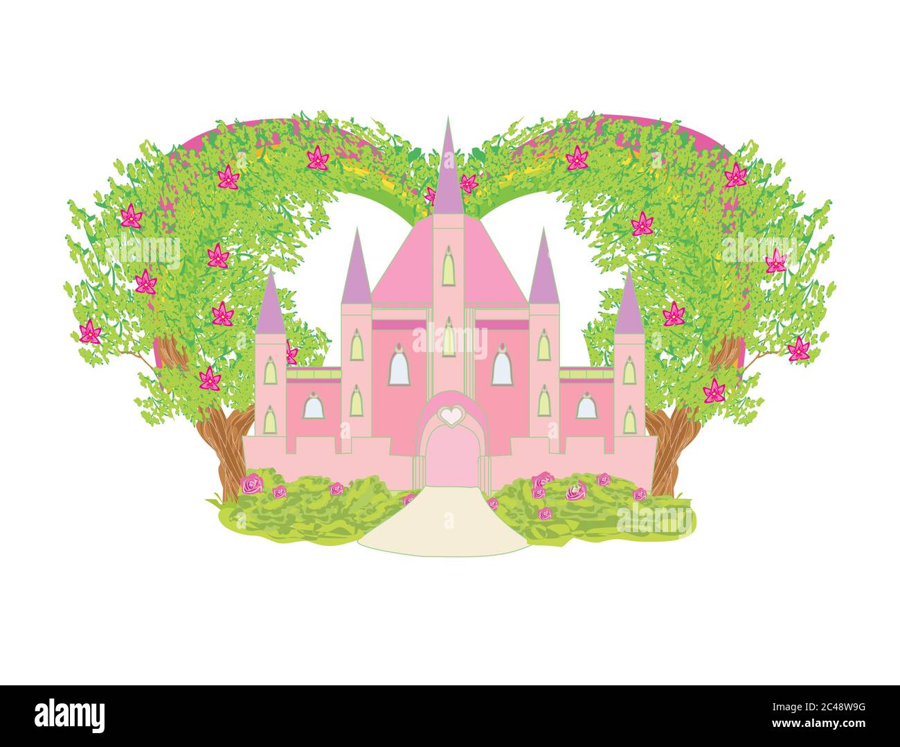 Beautiful fairytale pink castle frame hi-res stock photography and ...