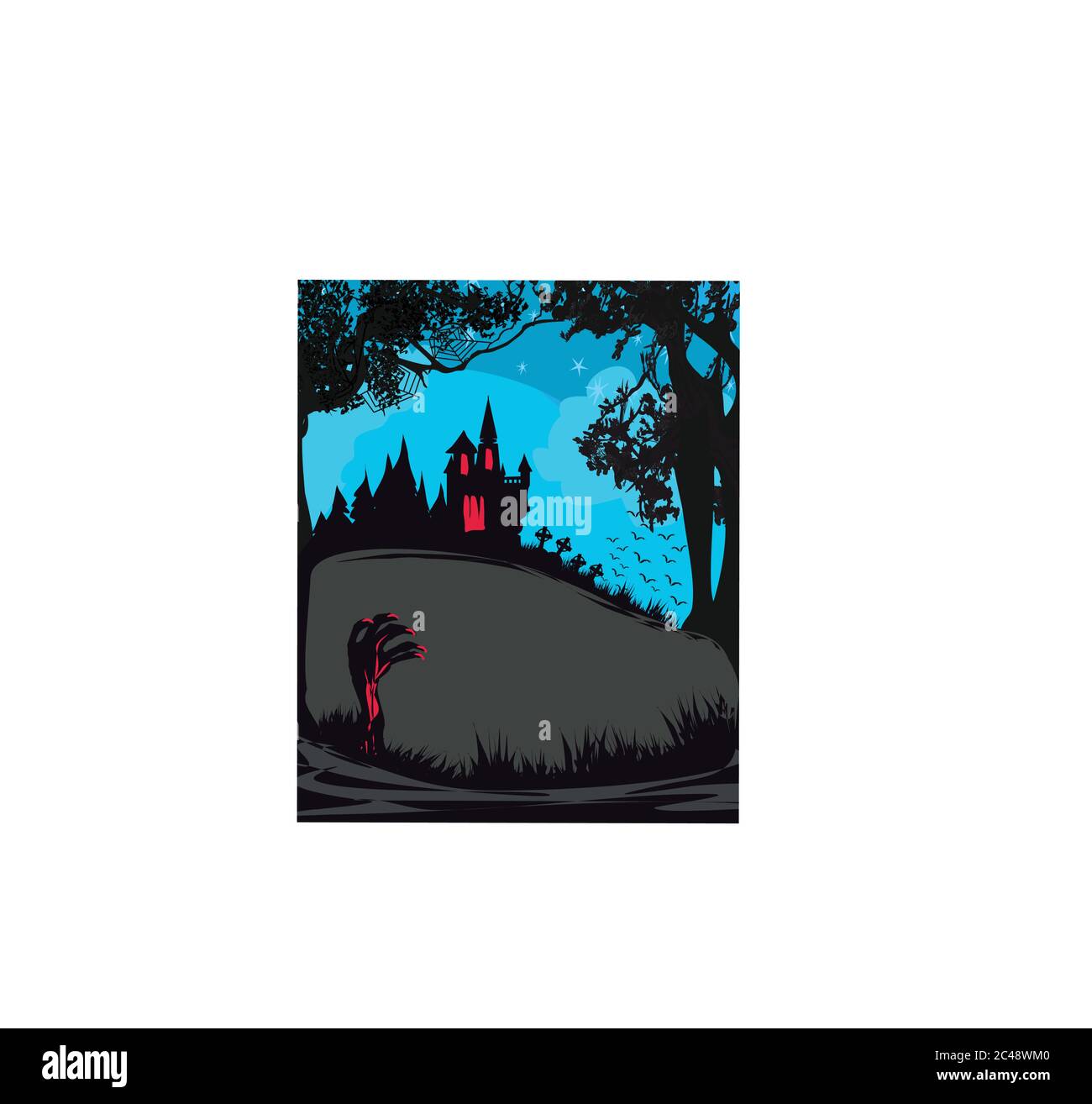 Halloween night frame with scary haunted castle Stock Vector Image ...