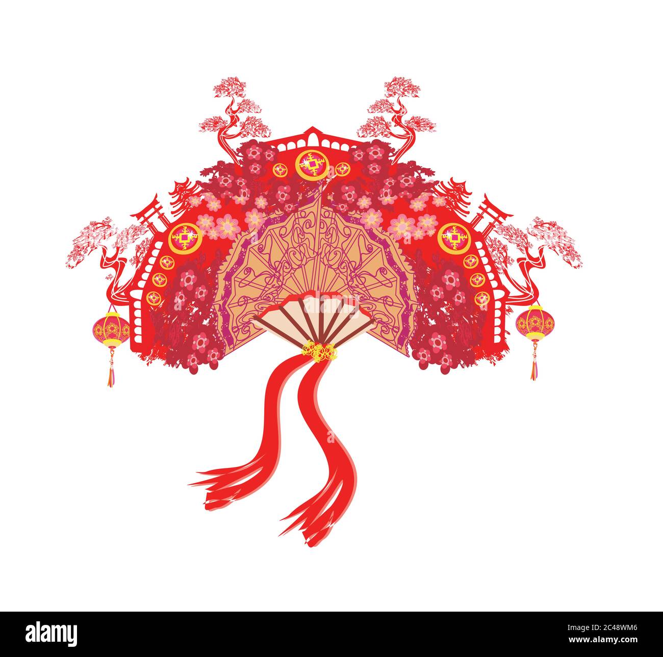 Chinese landscape and beautiful fan Stock Vector Image & Art - Alamy