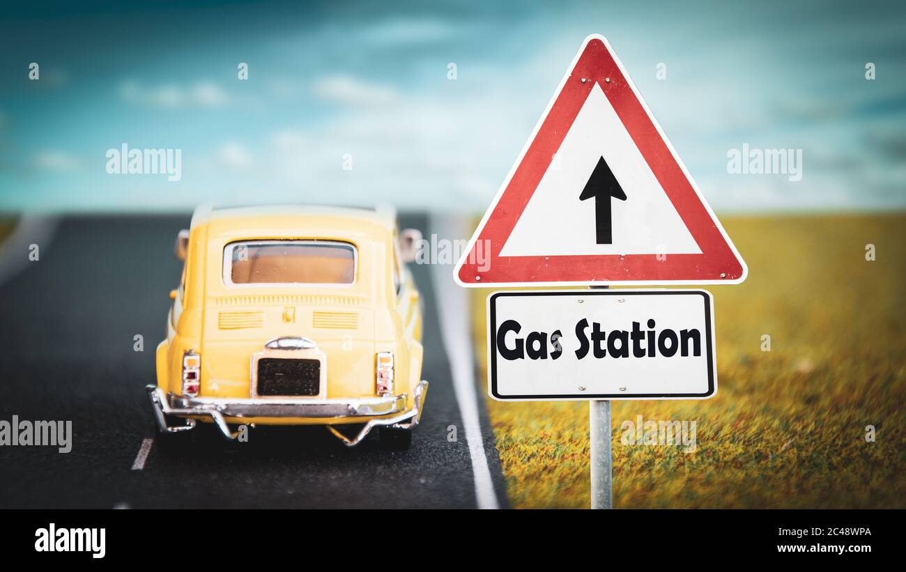 Street Sign the Direction Way to Gas Station Stock Photo - Alamy
