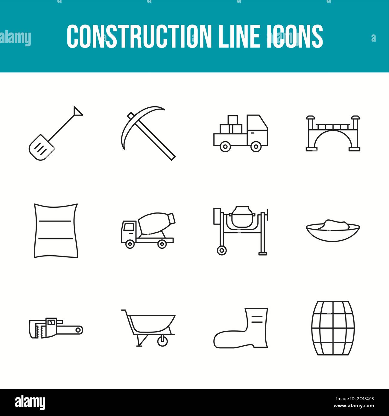 Unique Construction Line Icons Set Stock Vector Image & Art - Alamy