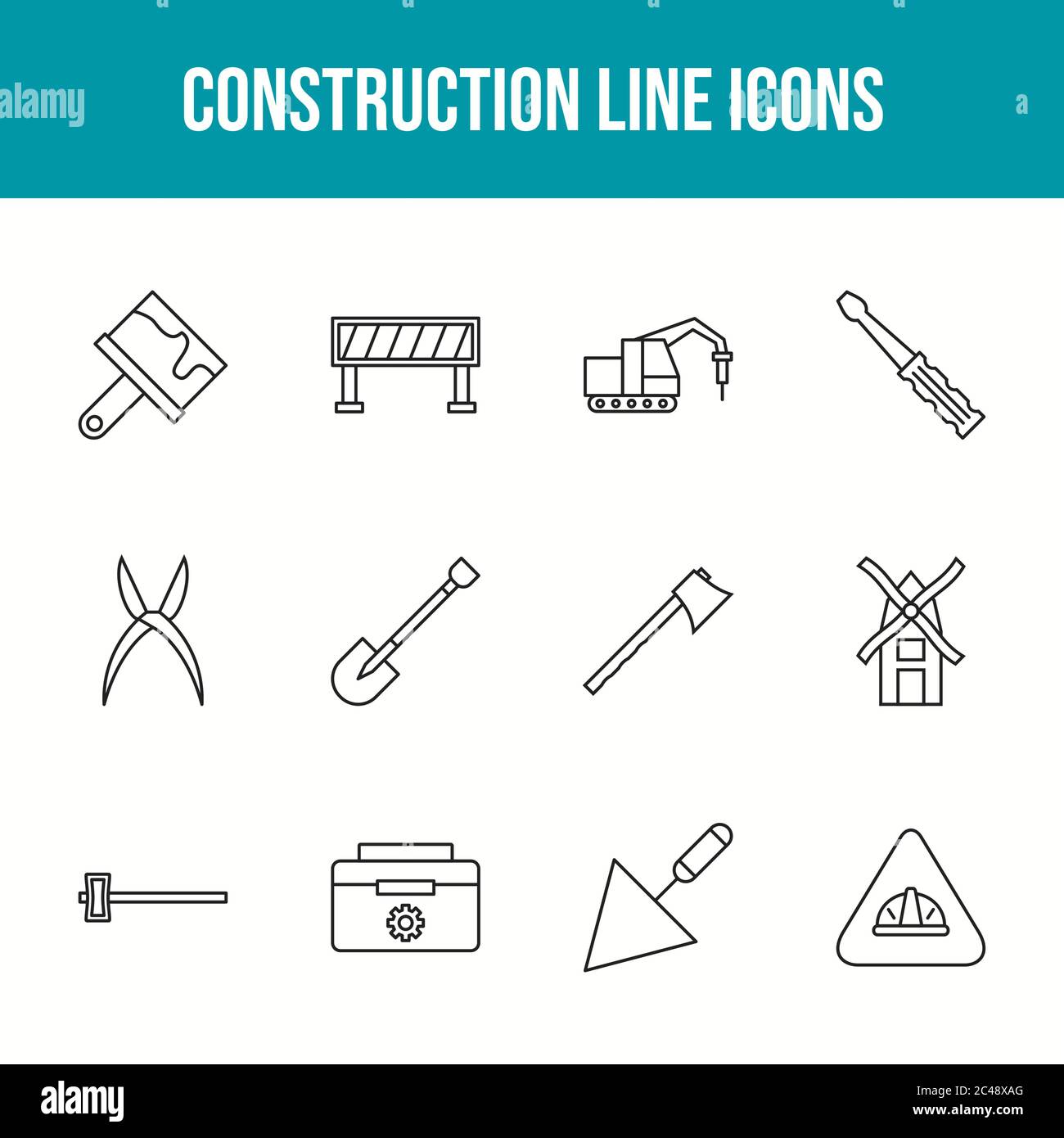 Beautiful Construction 12 Vector Icons Stock Vector Image & Art - Alamy
